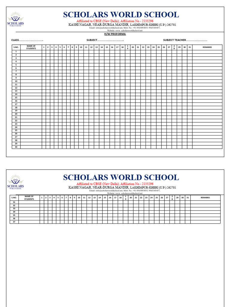 PROFORMA | PDF | Secondary Education | Student Assessment And Evaluation