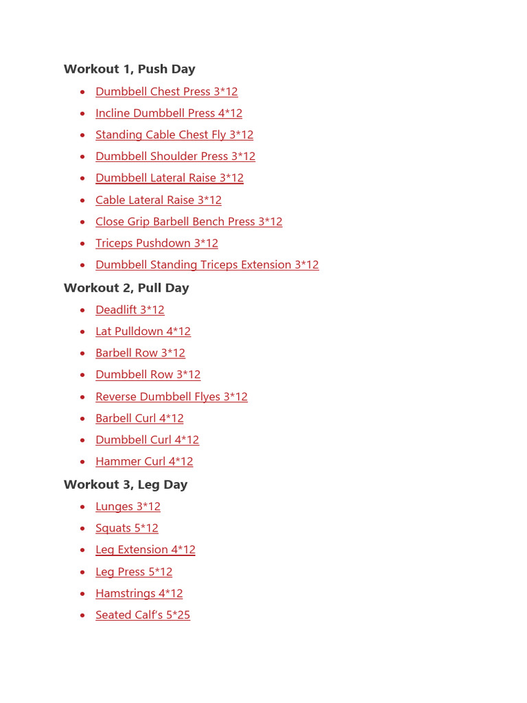 PPL Workout Plan | PDF | Wellness