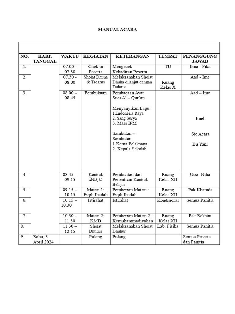 Jadwal Acara Ramadhan 2024 | PDF