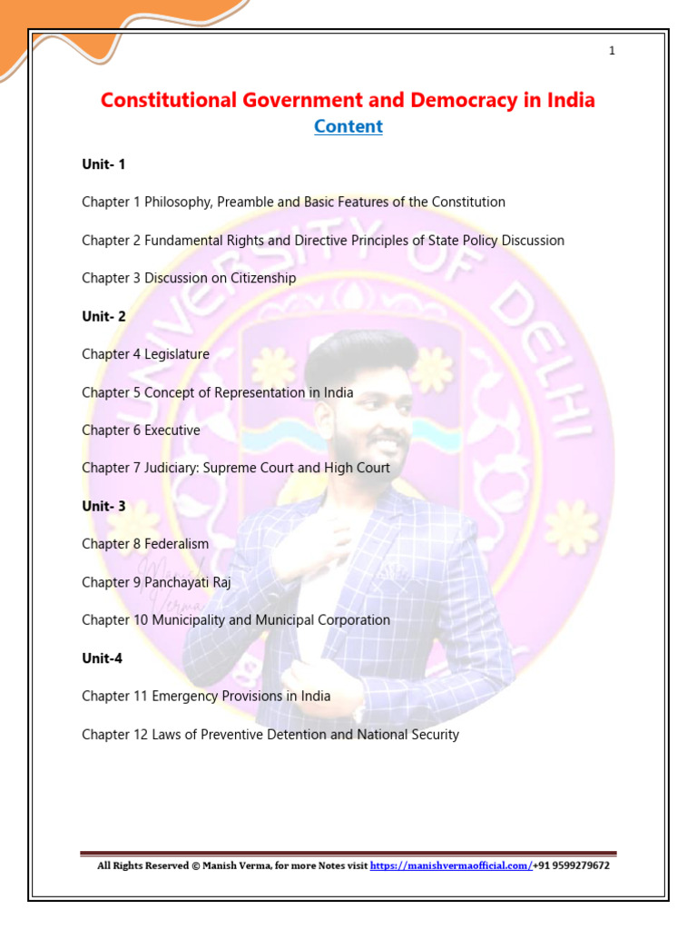 Constitutional Government and Democracy in India: Content | PDF ...