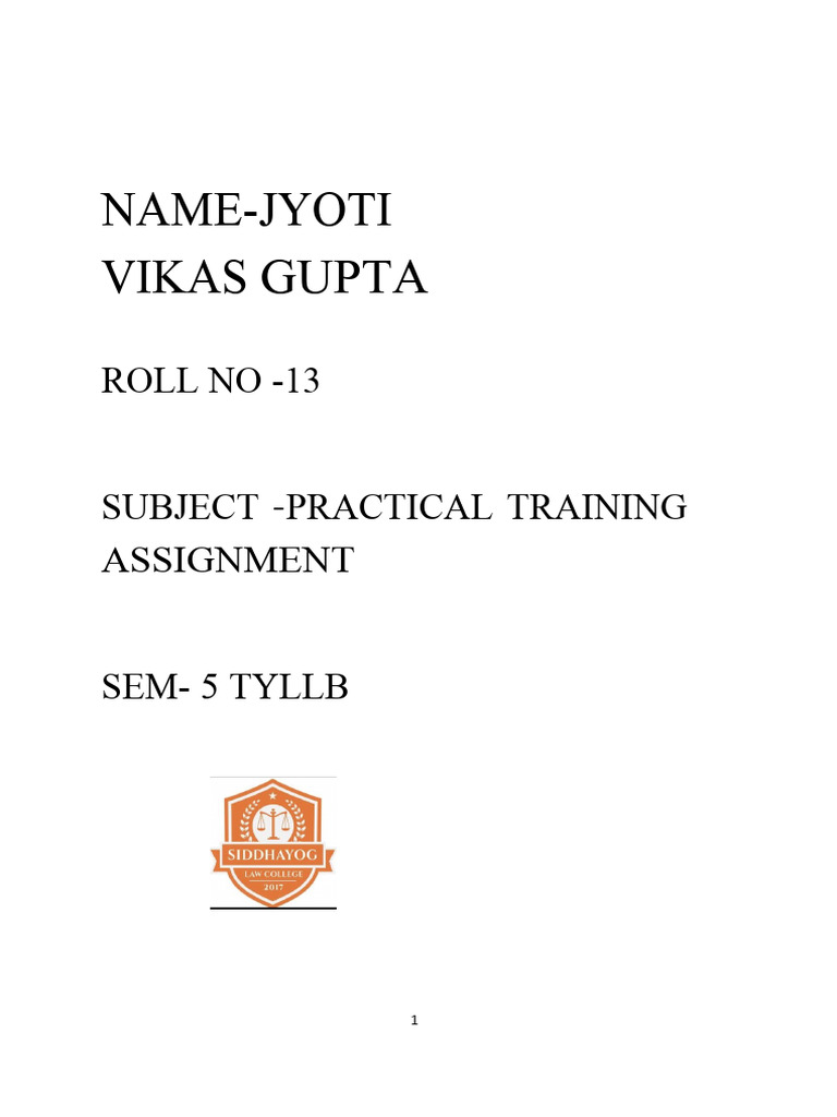 Roll No 13 Jyoti Vikas Gupta 4TH Sem DPC Assignment | PDF | Lawyer | Advocate