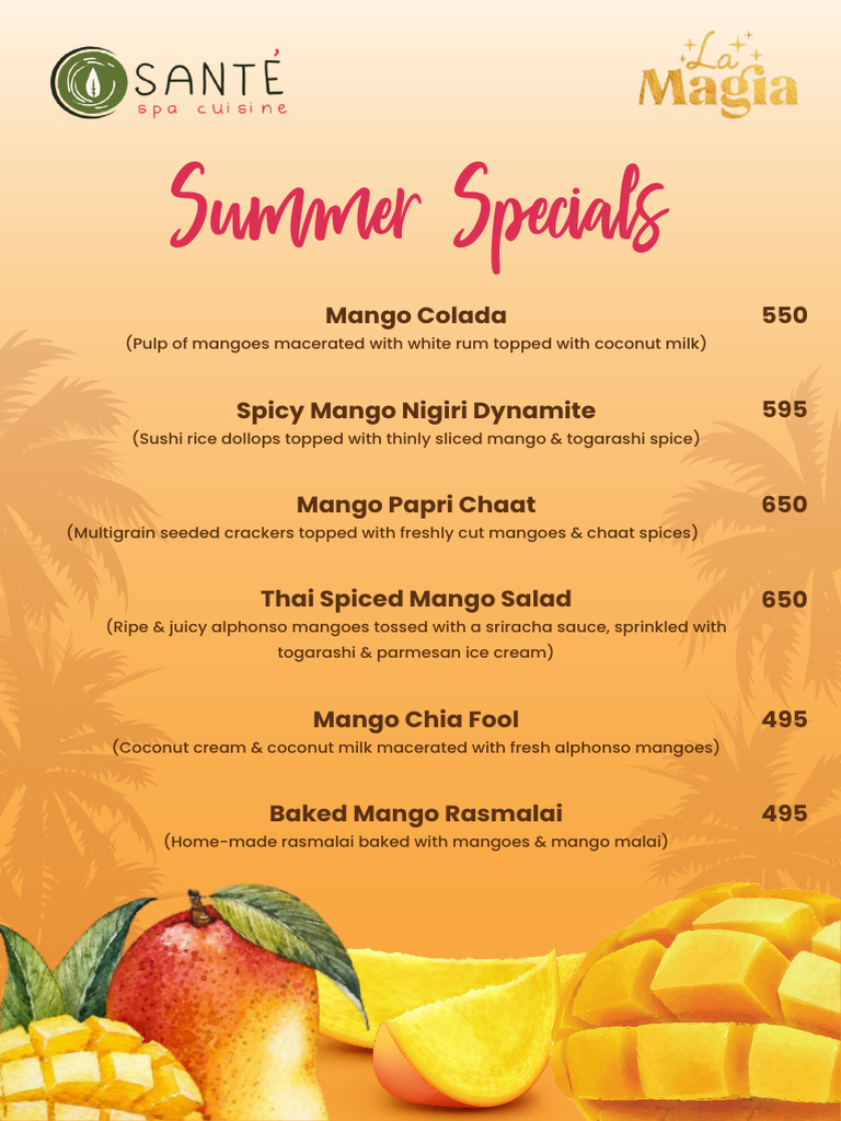 Mango Menu Tent Card | PDF