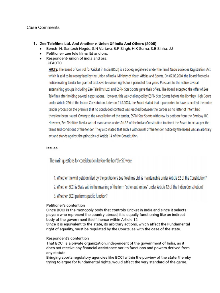 Case Comments (1) | PDF | Supreme Court Of The United States | Supreme ...