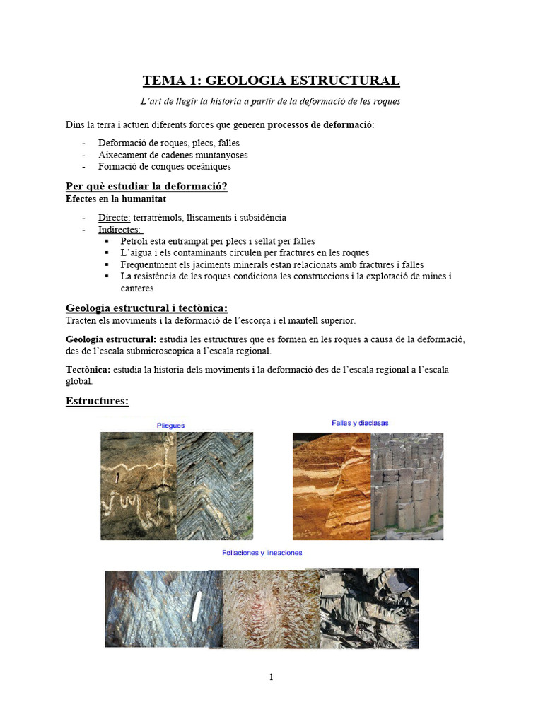 Tema 1. Geologia Estructural | PDF