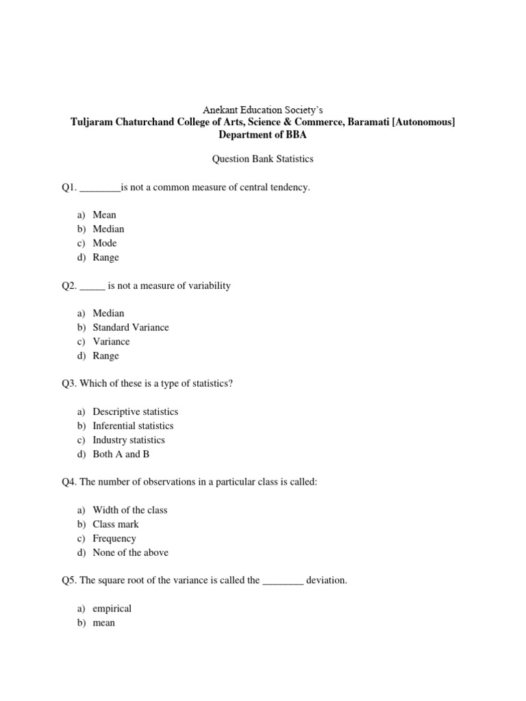 Business Statistics Question Bank 2023-24 | PDF | Linear Regression | Regression Analysis