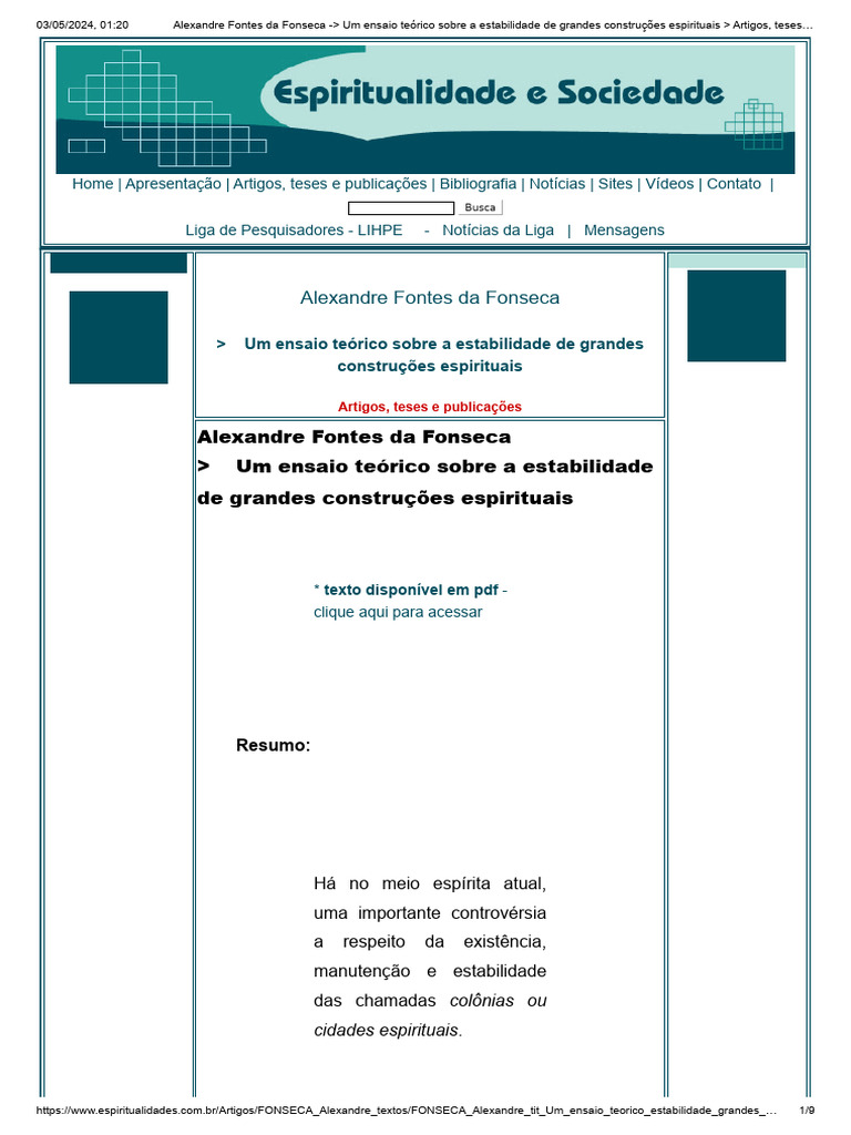 Alexandre Fontes Da Fonseca | PDF | Espiritismo | Science