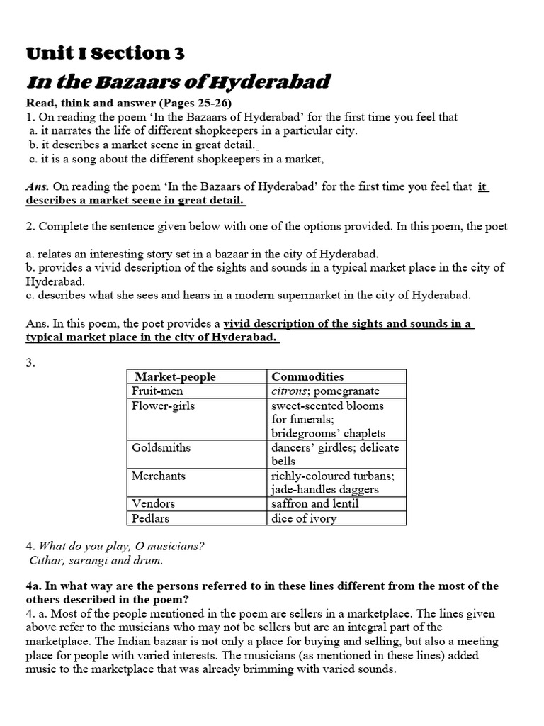In The Bazaars of Hyderabad Text Qa | PDF | Poetry