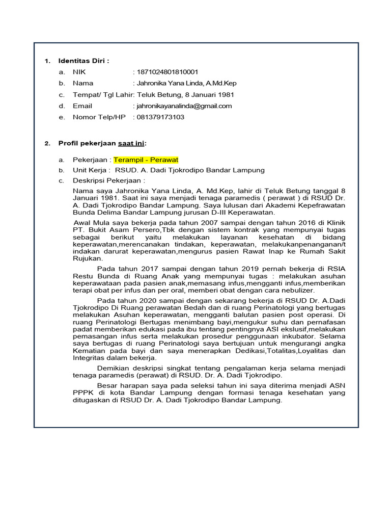 Riwayat Hidup Linda | PDF