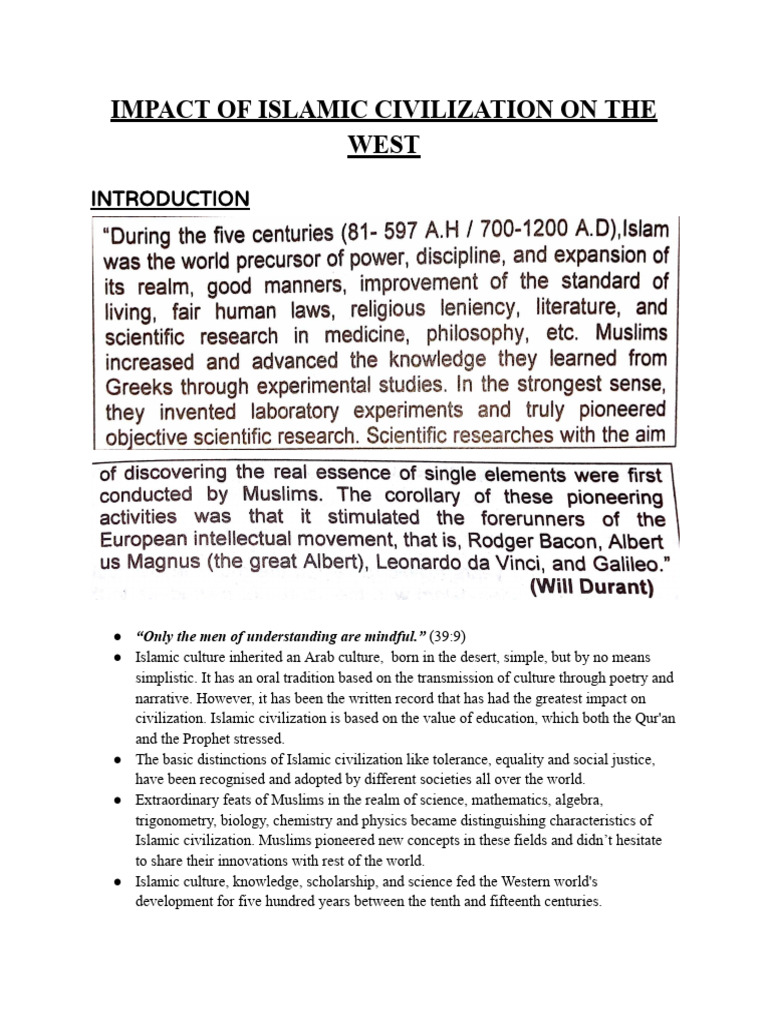 Influence of Islamic Civilization | PDF | Muslim World | Mosque