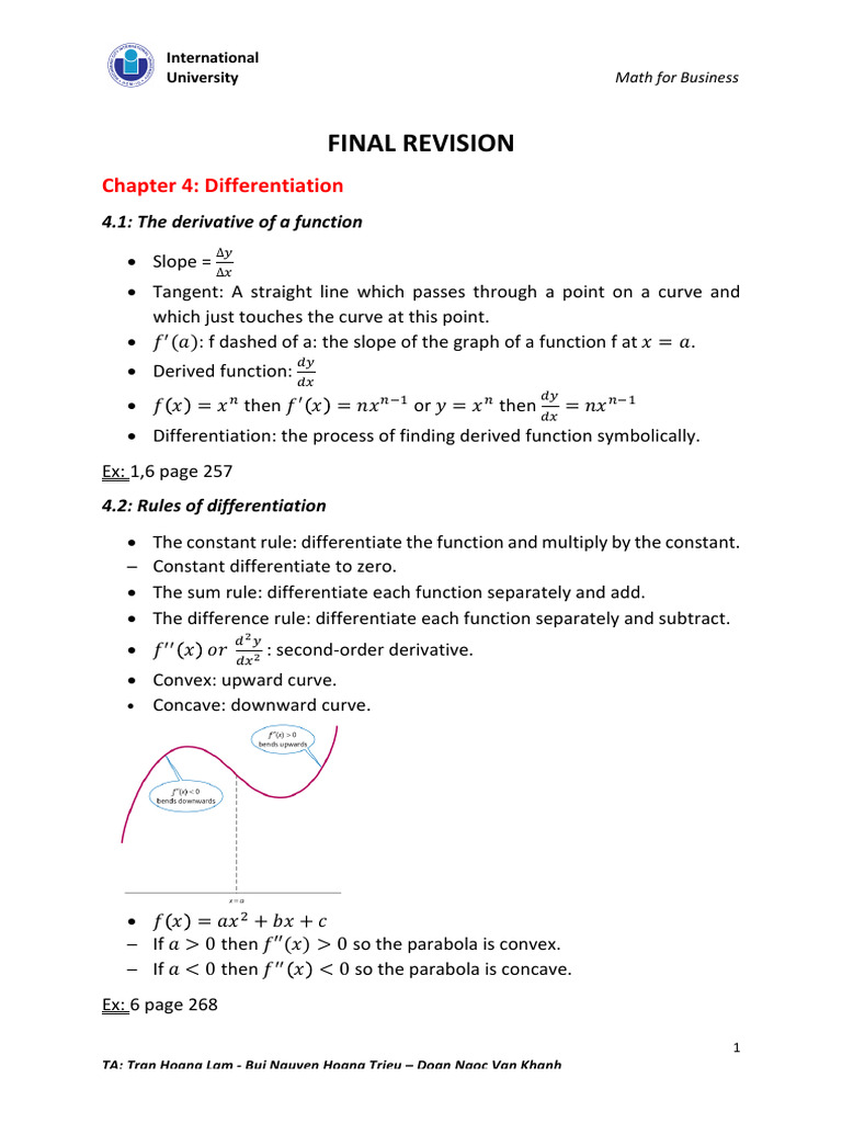 Revision Math - Final | PDF | Matrix (Mathematics) | Linear Algebra