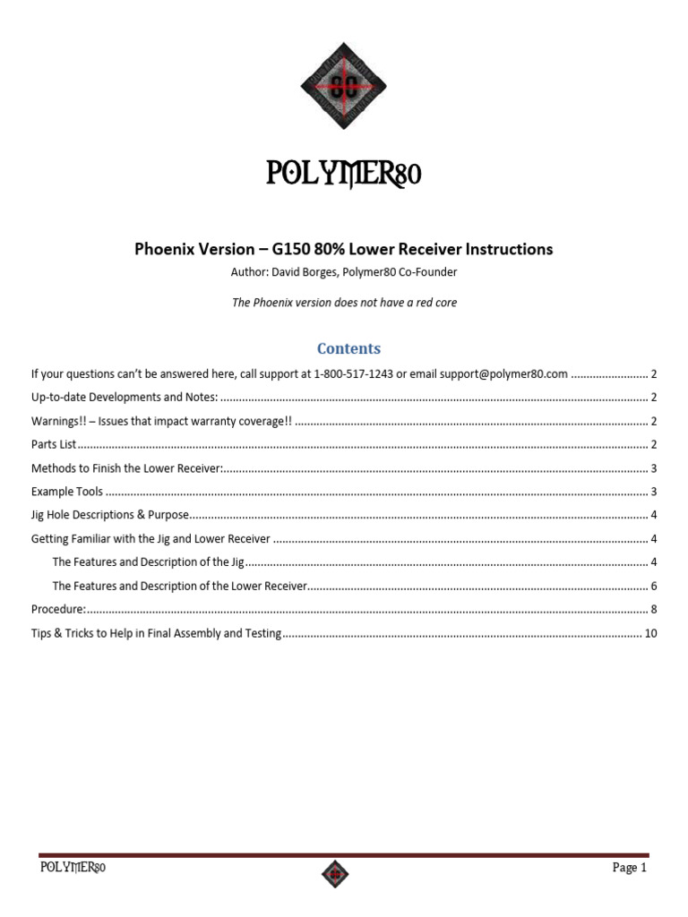 Polymer80 Lower AR15-G150 Build Instructions-Phoenix Version2 | PDF ...