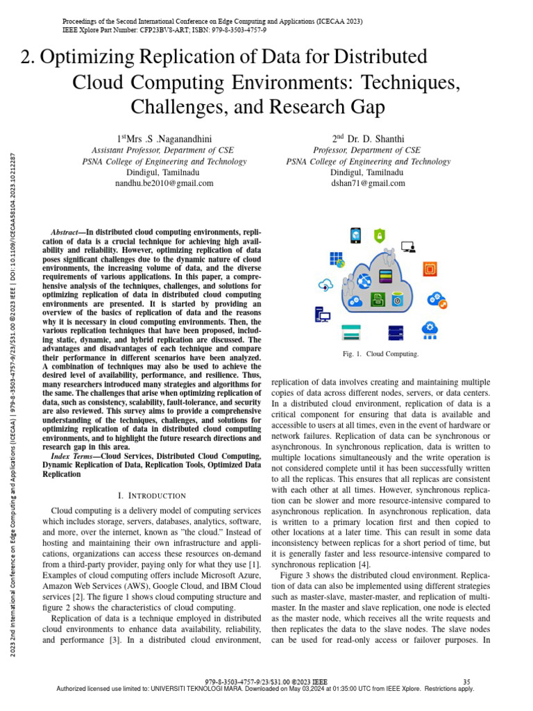 Optimizing Replication of Data For Distributed Cloud Computing Environments Techniques ...