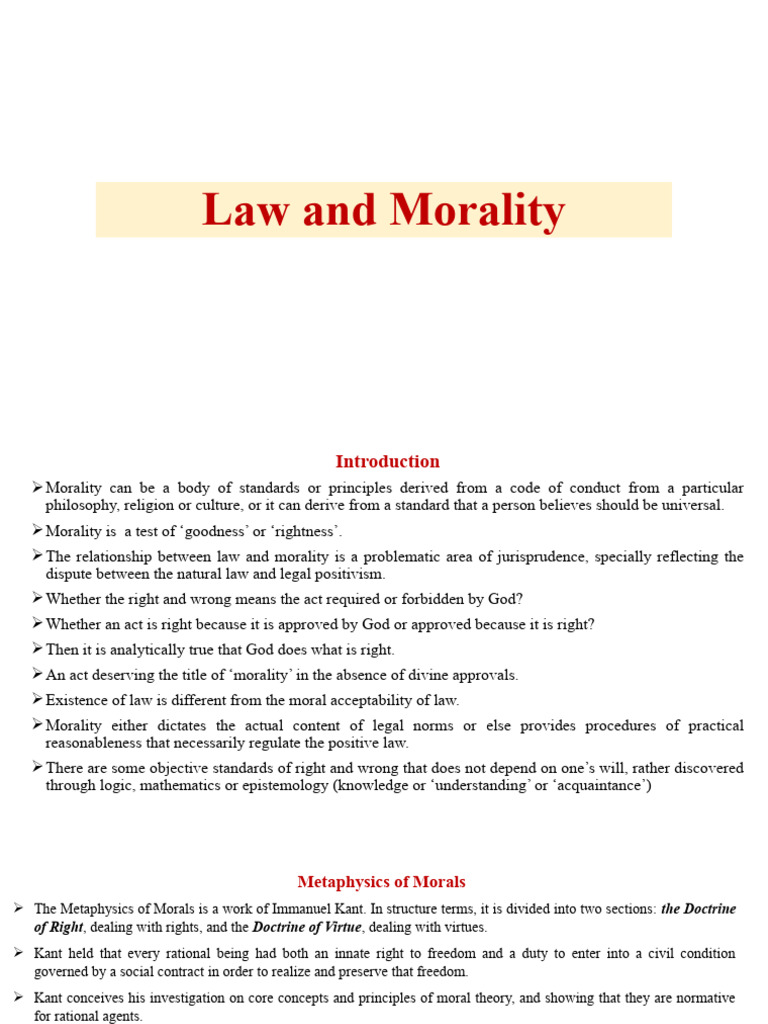 Law and Morality | PDF | Morality | Immanuel Kant