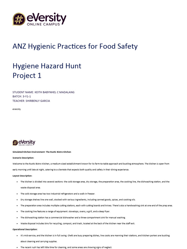 Gersan L. Doza BSIHM HACLO 3 Y2 1 Hygienic Practices For Food Safety ...