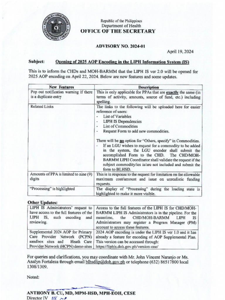 LIPH IS Advisory 2024 01 | PDF