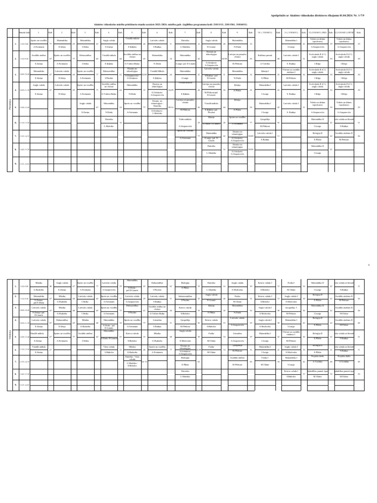 Macibu Stundu Saraksts 2023-2024 IIsemestris 01 04 24 1 7 9 | PDF
