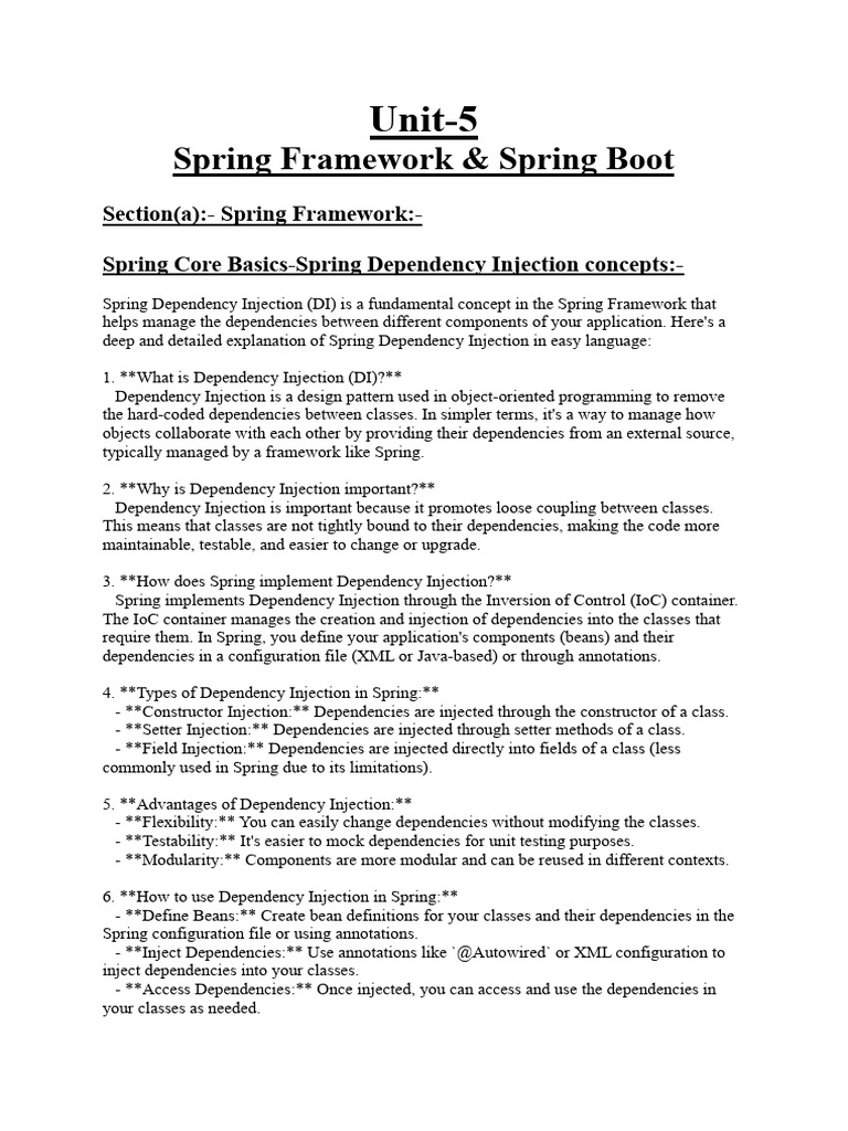 OOPS USING JAVA Unit-5 | PDF | Spring Framework | Class (Computer Programming)