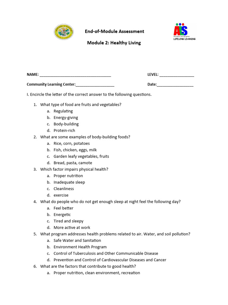 Healthy Living (Assessment) | PDF | Stress (Biology) | Determinants Of ...