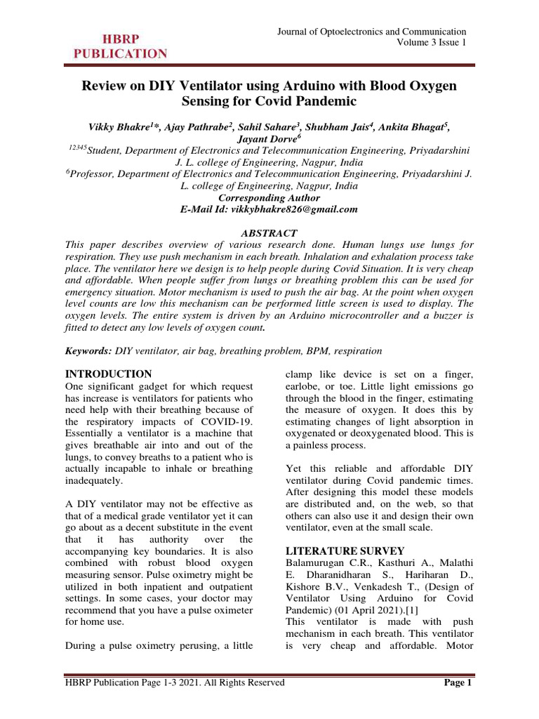 DIY Ventilator for COVID-19 | PDF | Breathing | Clinical Medicine