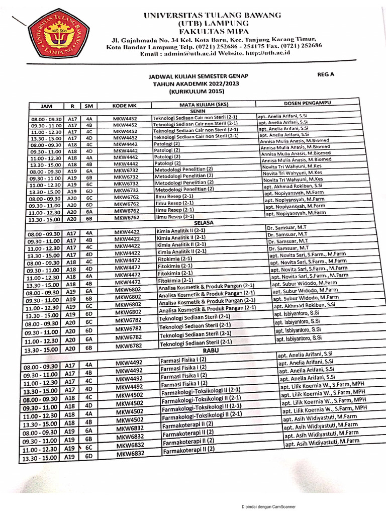 Jadwal Genap 2022-2023 | PDF