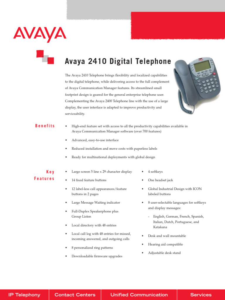 Avaya 2410 Digital Telephone | PDF | Telephone | Telephony
