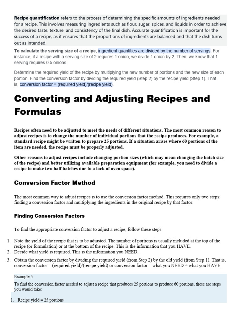 Notes in Recipe Quantification 3212 2024 | PDF | Gallon | Pound (Mass)