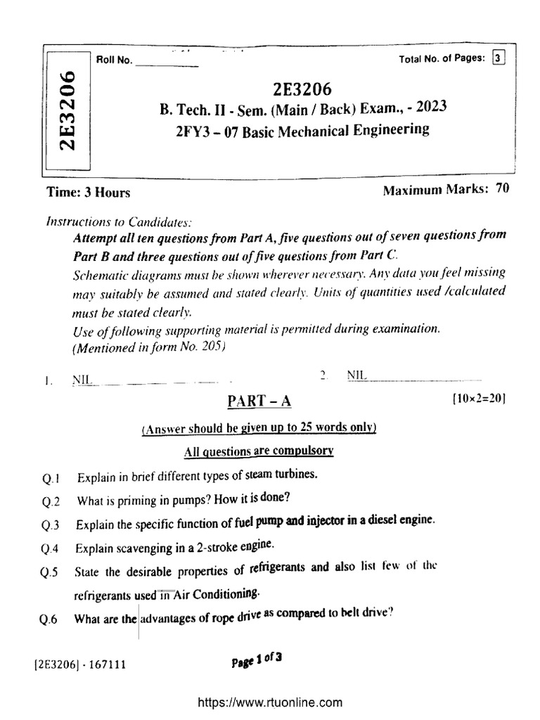 RTU 2022 2sem Question Paper | PDF