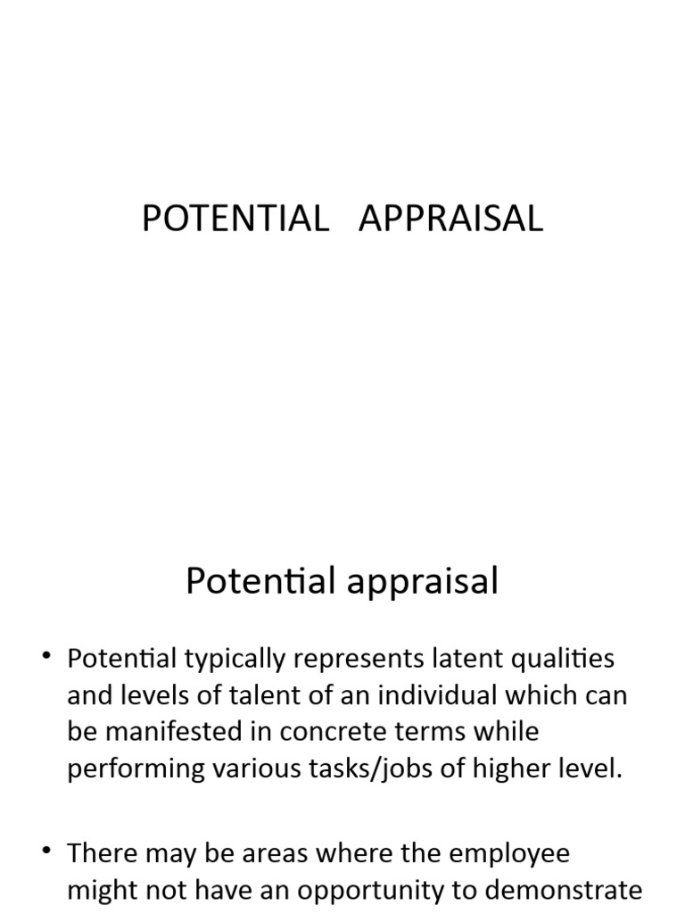 Potential Appraisal | PDF | Performance Appraisal | Employment