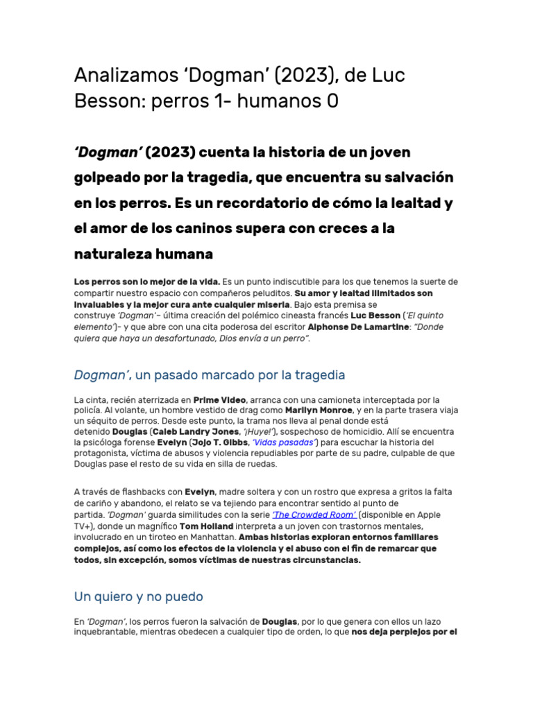 Dogman' (2023), de Luc Besson | PDF | Ficción general