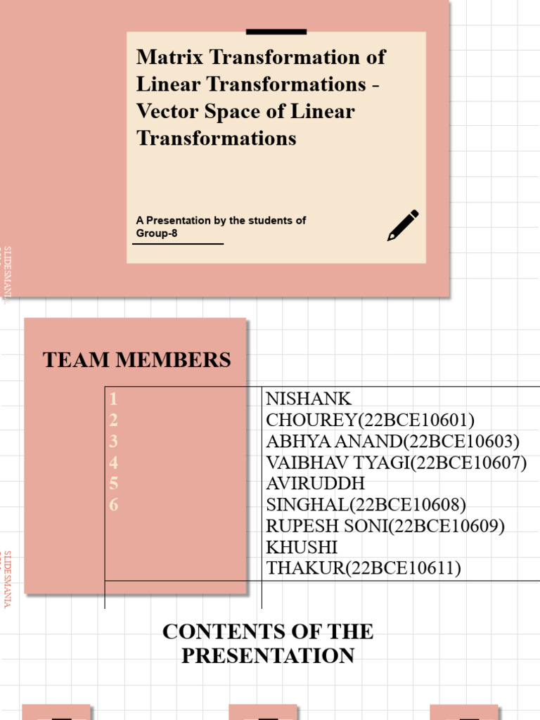 Maths Presentation (Grp-8) | PDF | Linear Map | Matrix (Mathematics)