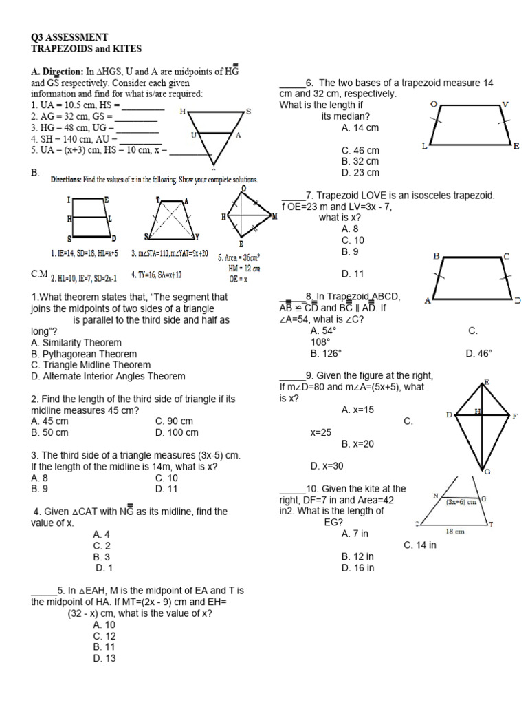 Q3 ASSESSMENT TrapKite | PDF | Triangle | Elementary Geometry