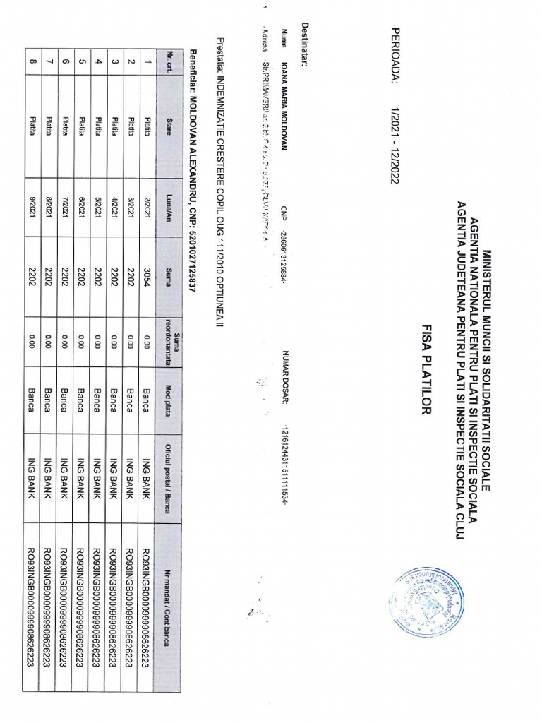 Fisa Platilor Indemnizatie | PDF