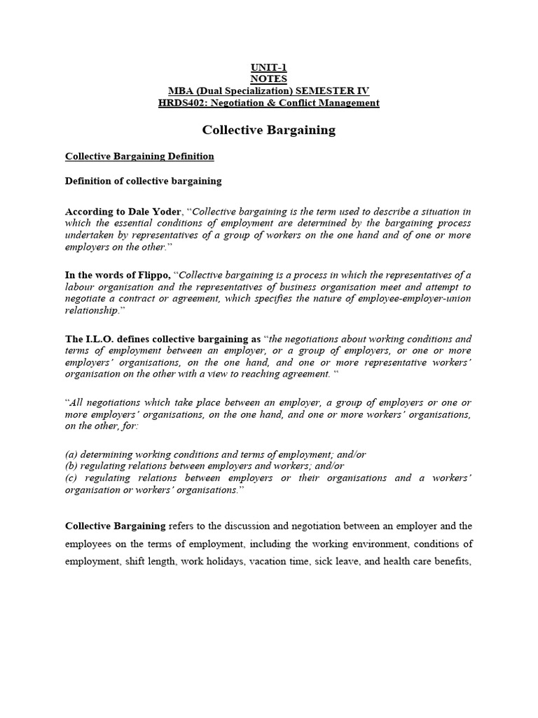 Collective Bargaining in HR Management | PDF | Negotiation | Employment