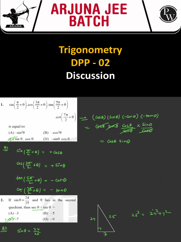 Trigonometry Dpp 02 Solution Notes Pdf