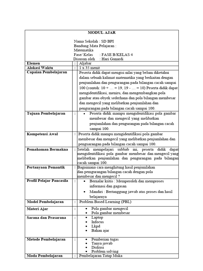 Modul Ajar Pola Gambar | PDF | Karier & Perkembangan