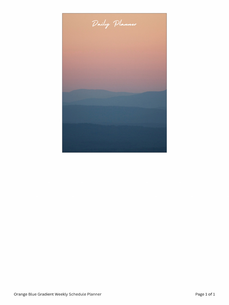 Orange Blue Gradient Weekly Schedule Planner | PDF