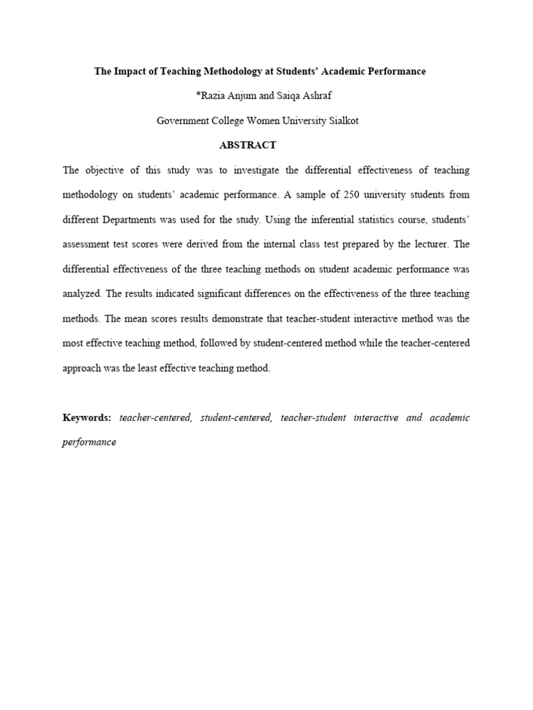 The Impact of Teaching Methodology at Students | PDF | Career & Growth