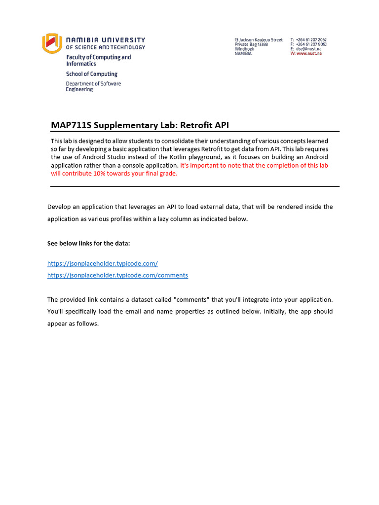 Supplementary Lab Retrofit API | PDF