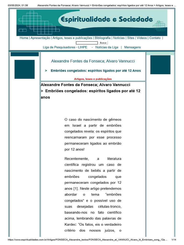 Alexandre Fontes Da Fonseca Alvaro Vannucci | PDF | Espiritismo ...