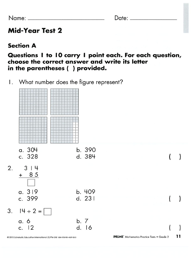 Prime Mathematics Grade 2 Practice Tests | PDF