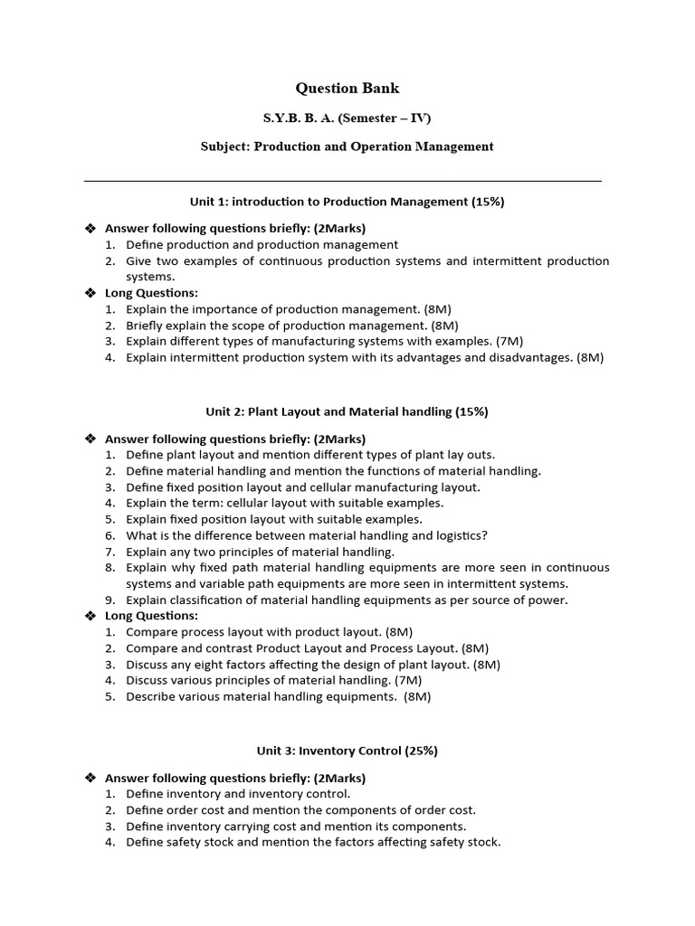 Production & Operation Management | Download Free PDF | Inventory | Production And Manufacturing