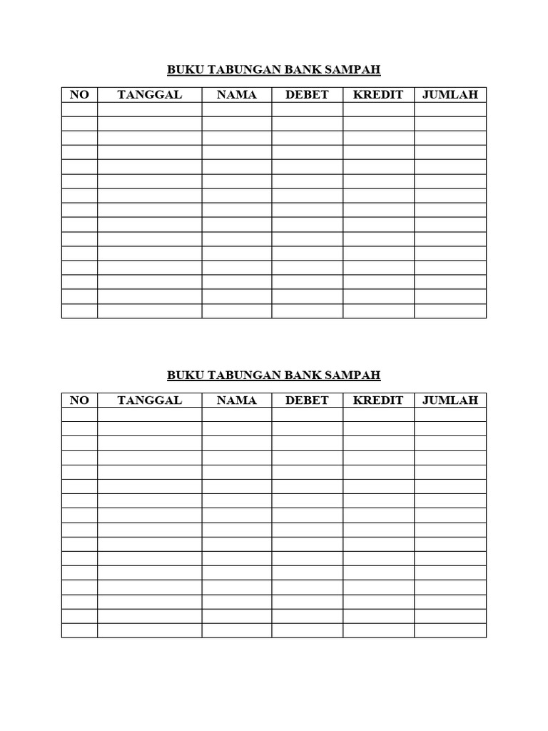 Buku Tabungan Bank Sampah | PDF