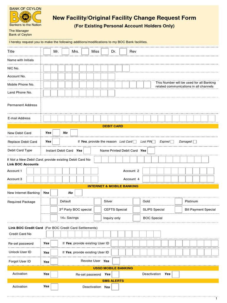 BOC E Facility Form Dec 15 v9 | PDF | Debit Card | Banks