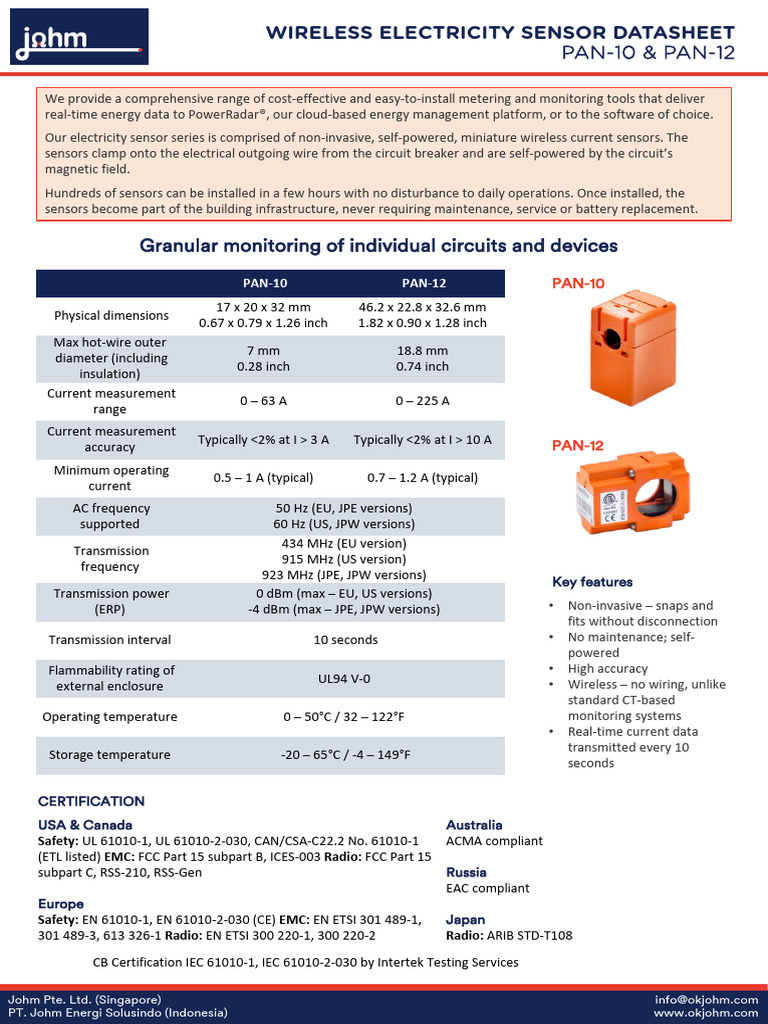 Johm Analytics Sensor Bridge Datasheet Min Pdf Wi Fi Electric 6618