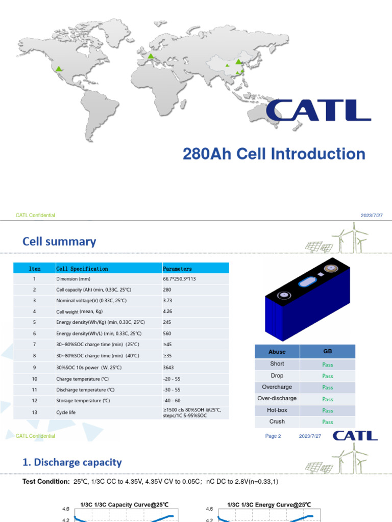 CATL 280Ah Battery Specifications | PDF | Energy Storage | Physical ...
