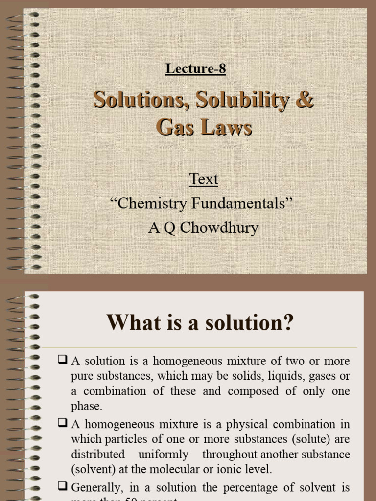 Solutions, Solubility & Gas Laws | PDF | Solvation | Solubility