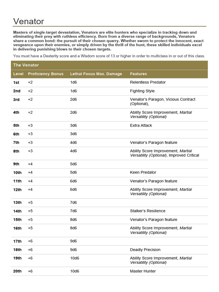 Venator 5e | PDF