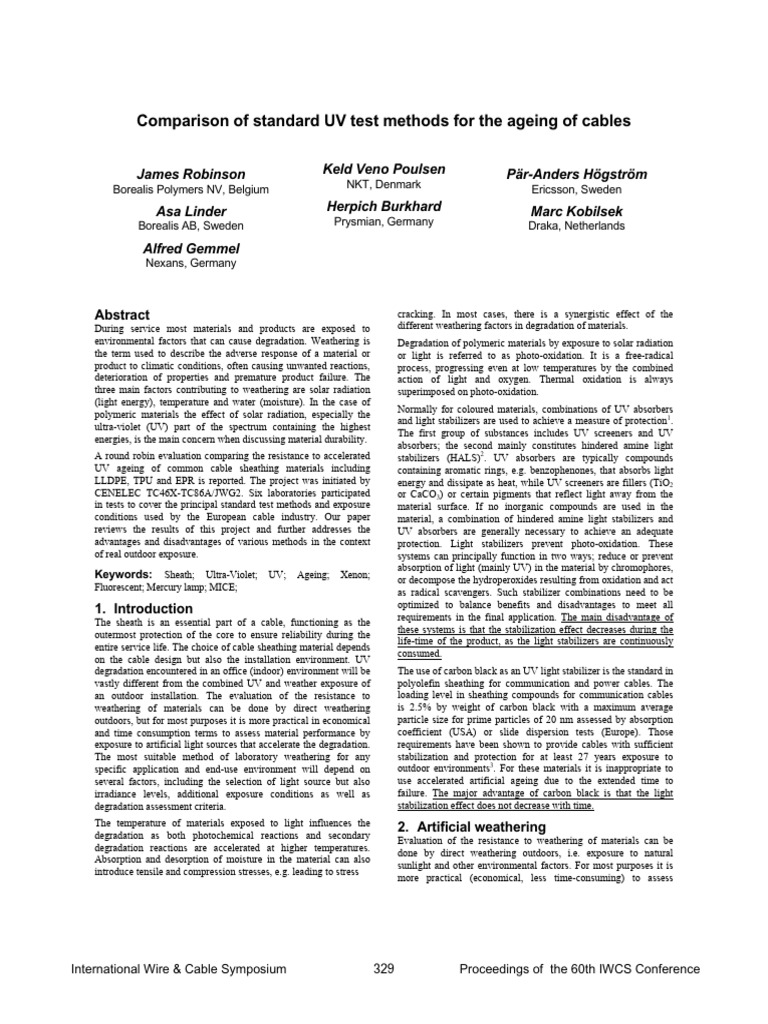 2011 - Comparison of Standard UV Test Methods For The Ageing of ...