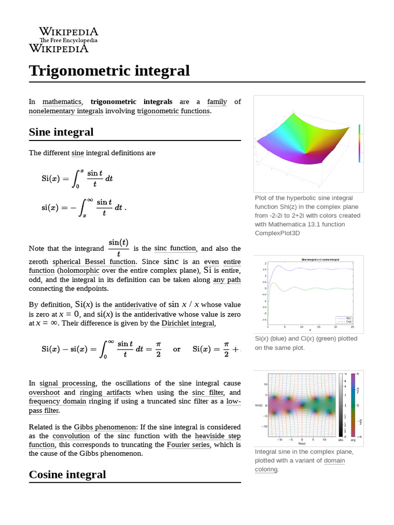 Trigonometric Integral | PDF | Functions And Mappings | Applied Mathematics