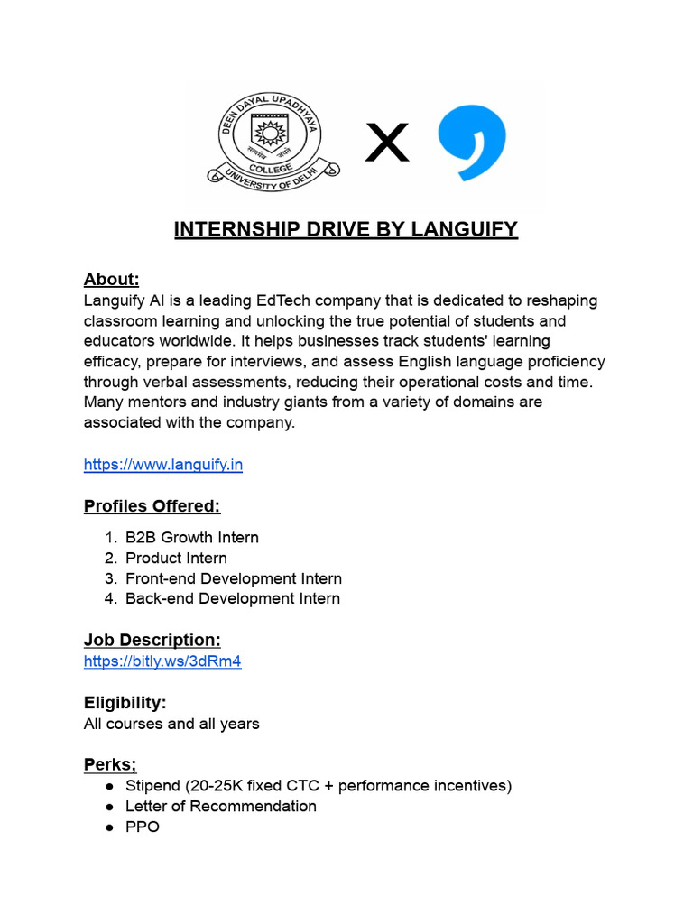 Internship Drive by Languify | PDF